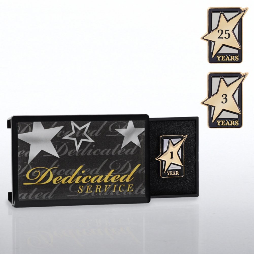 Milestone Anniversary Lapel Pin - Dedicated Service at Baudville.com