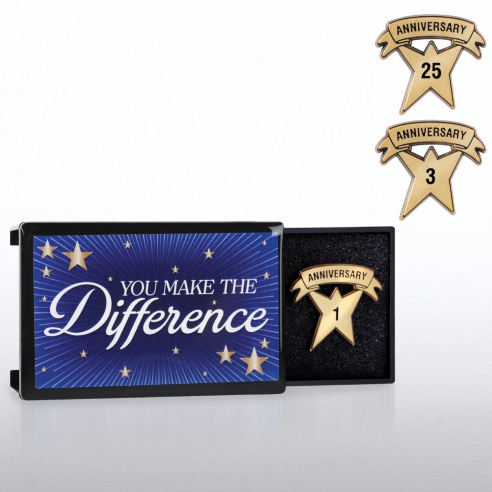 Milestone Anniversary Lapel Pin - You Make the Difference at Baudville.com