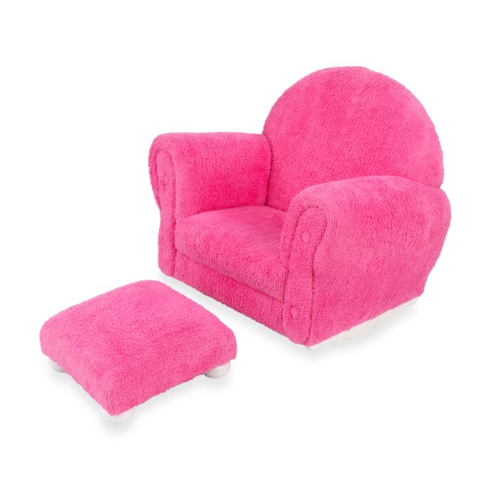 KidKraft® Chenille Upholstered Rocker and Ottoman Set - Bubble Gum Pink ...