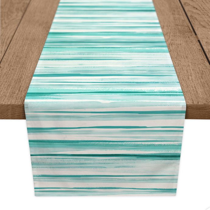 Designs Direct Stripes Table Runner in Teal | Bed Bath & Beyond
