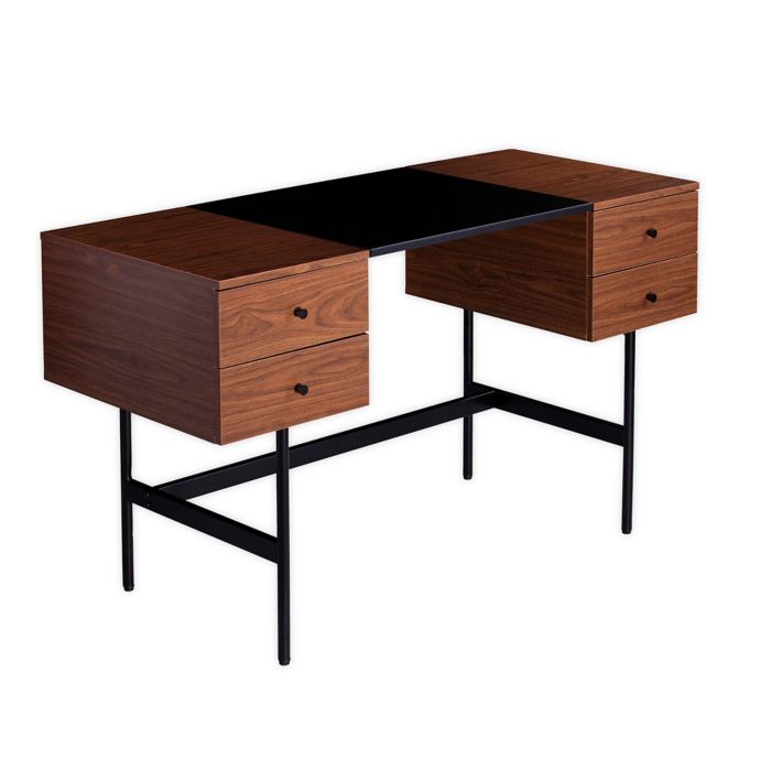 Southern Enterprises Maraston Two-Tone Computer Desk in Black and ...