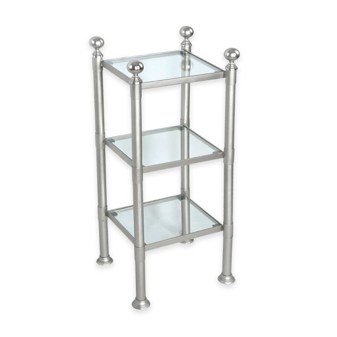 3-Shelf Small Steel and Glass Storage Unit in Pewter | Bed Bath & Beyond
