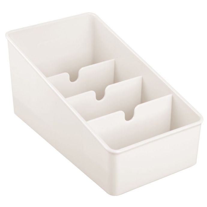 mDesign Plastic Bathroom Storage Organizer Bin Box, 4 Divided Sections ...
