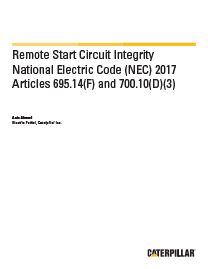 Remote Start Circuit Integrity National Electric Code | Cat | Caterpillar