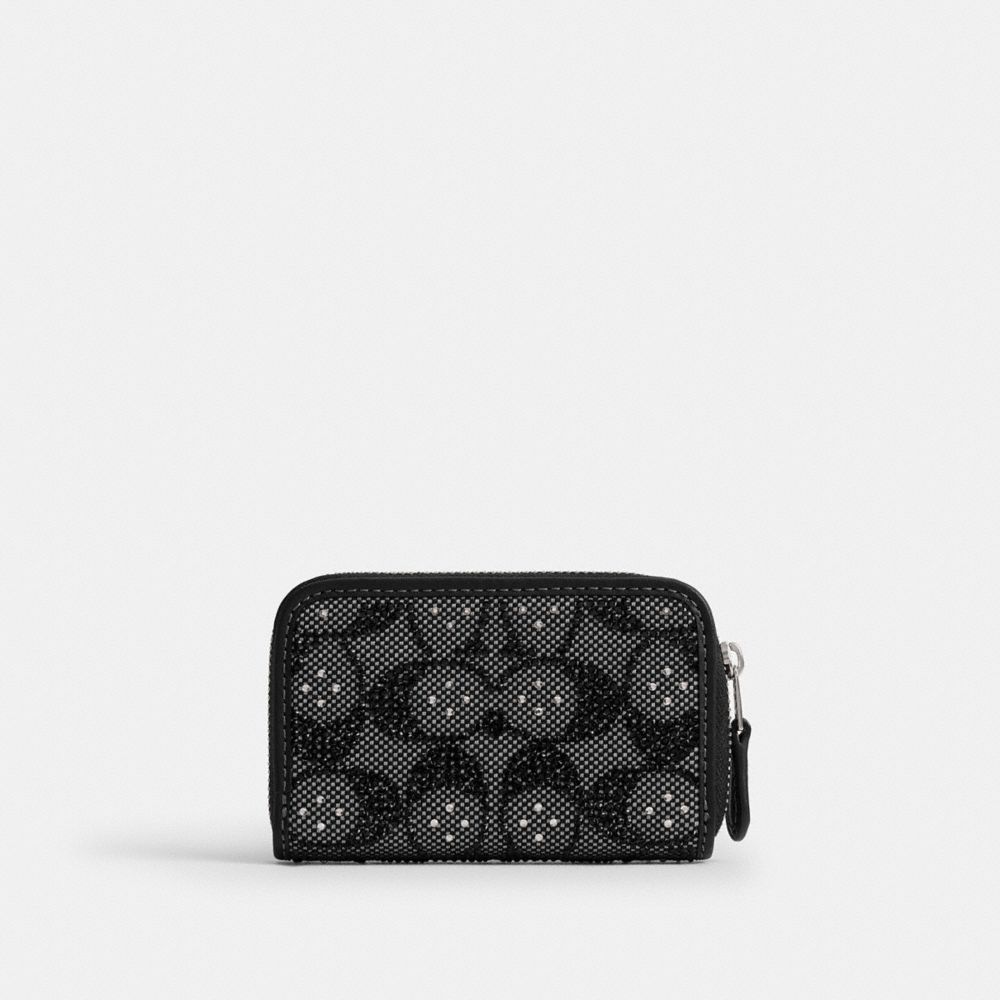 코치(COACH) 에센셜 스몰 집 어라운드 카드 케이스 인 크리스탈 시그니처 자카드 CX244 LHBLK - 사이즈 & 후기 | 무신사