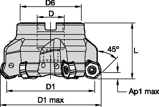 Face Mills • M1200 Series 45° • Shell Mills • Inch