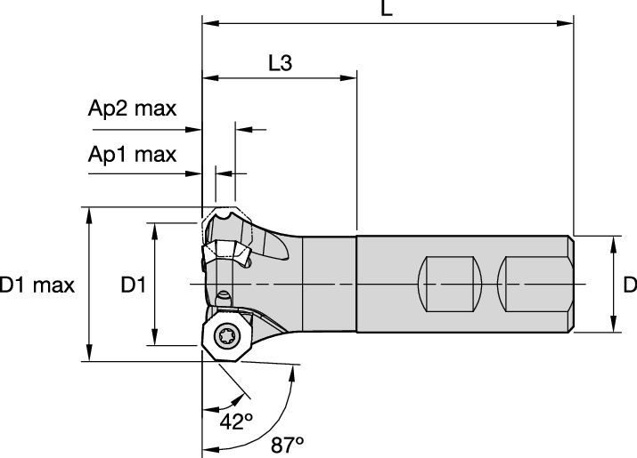 Face Milling - 7745VOD04 End Mill Weldon Shank