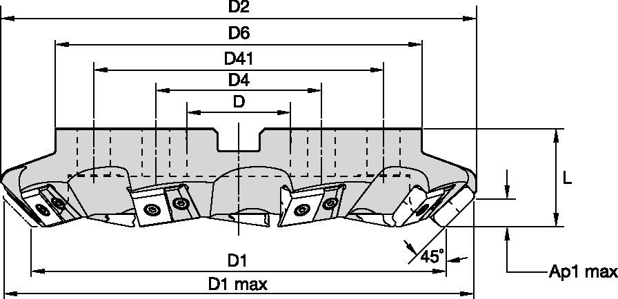 MEGA 45° • Heavy-Duty Face Milling - Shell Mills