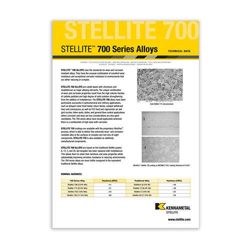 Stellite 700 Series Alloys – Stellite