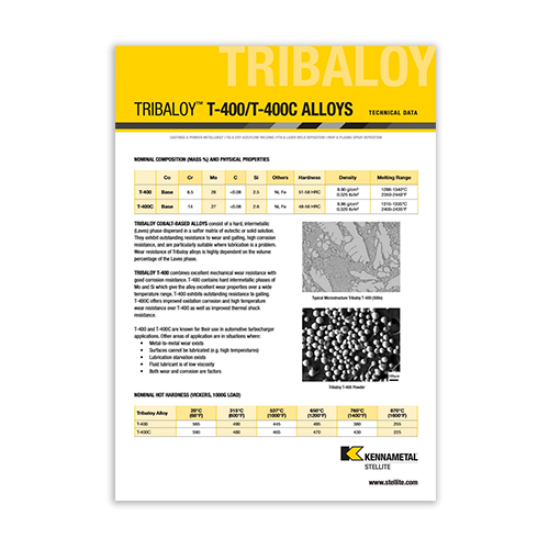 Tribaloy T-400 and T-400C Alloys – Stellite