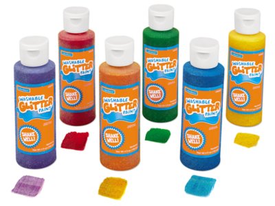 Washable Glitter Tempera Paint - 4-Ounce Bottles - Set of 6 at ...