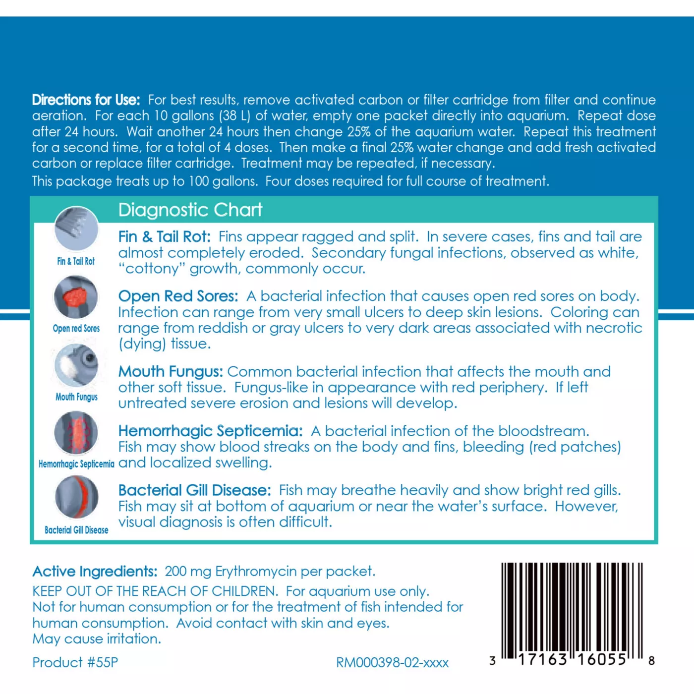 API® E.M. Erythromycin Fish Bacterial Infection Treatment