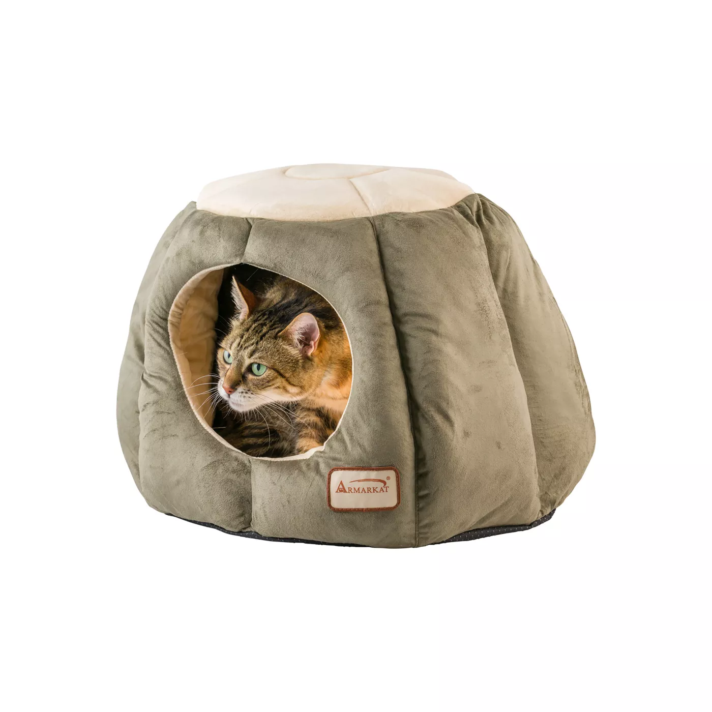 Armarkat Laurel Green Hut Enclosed Cat Bed