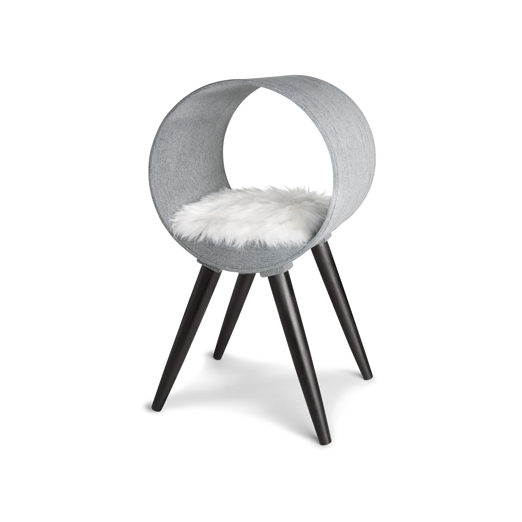 Whisker City® 40-in Faux Fur Posh Pad Cat Stand Chair, Grey & Black ...
