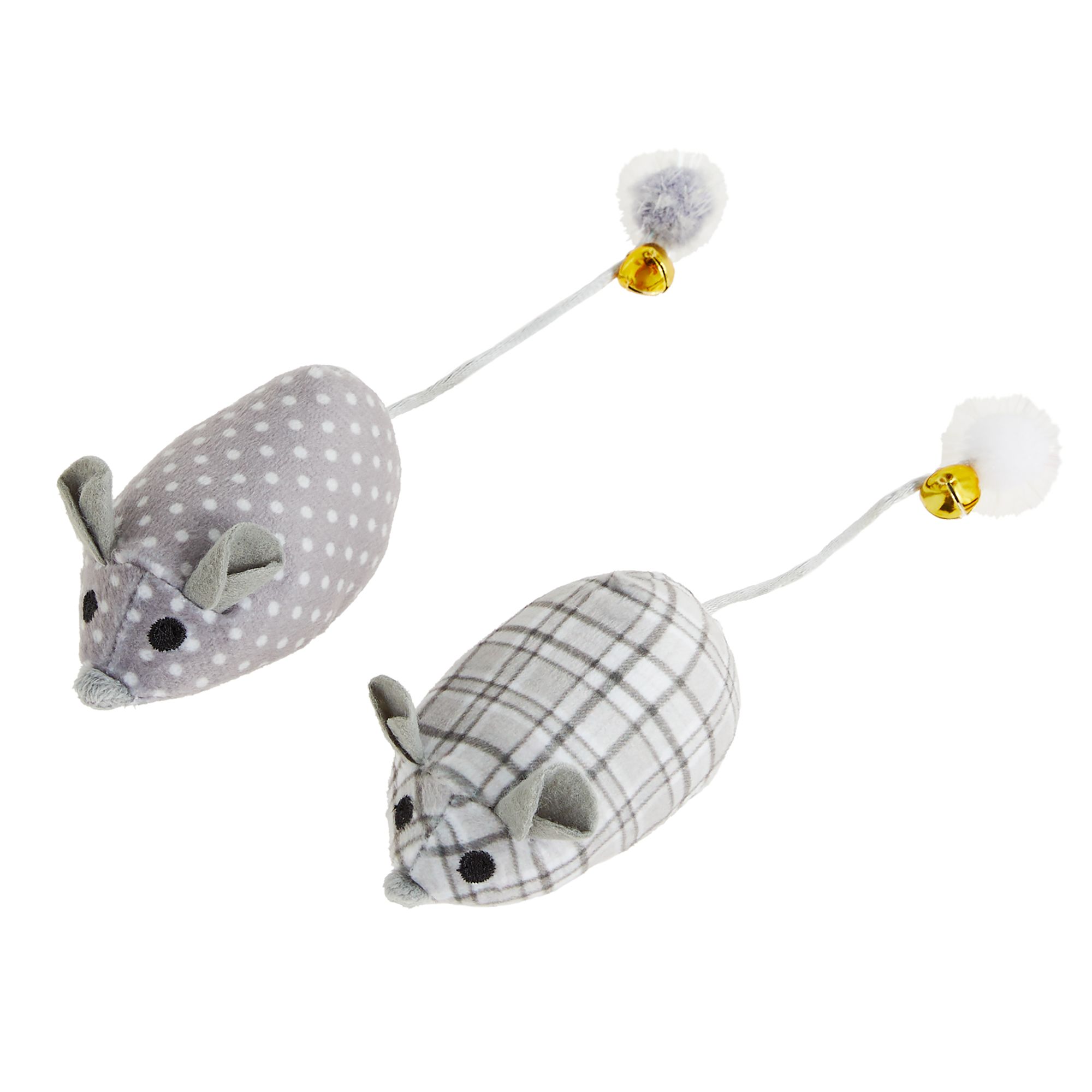 Whisker City® Grey Polka Dot & Plaid Mice Cat Toys - 2 Pack | cat ...
