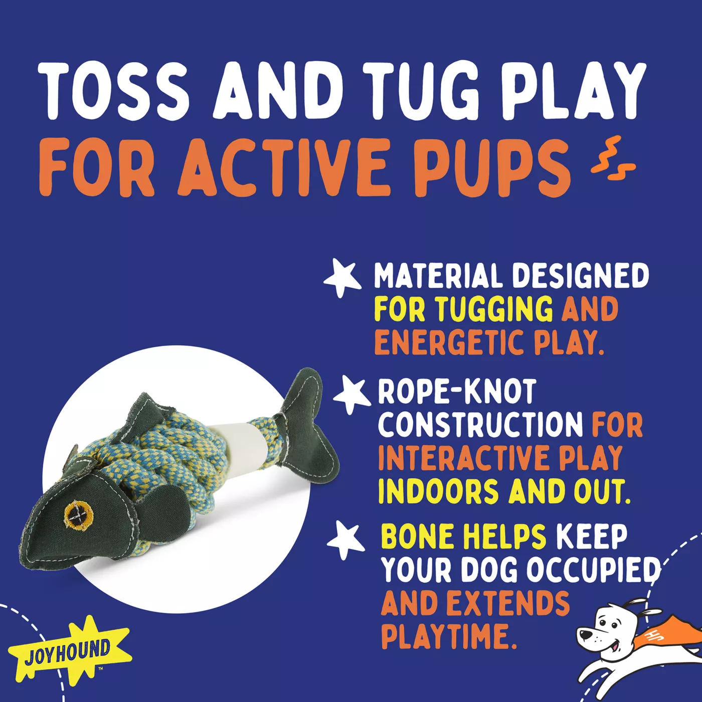 Joyhound Game On Rope Fish with Bone Dog Toy