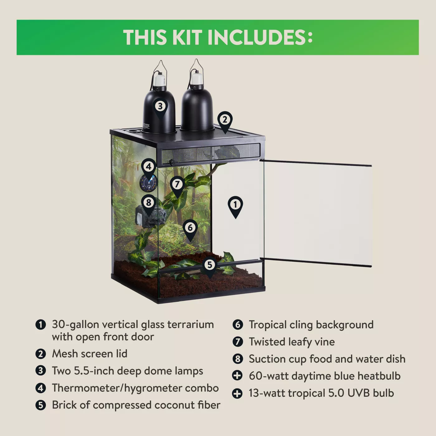 Thrive Tropical Reptile Terrarium Essentials Kit - 30 Gallon