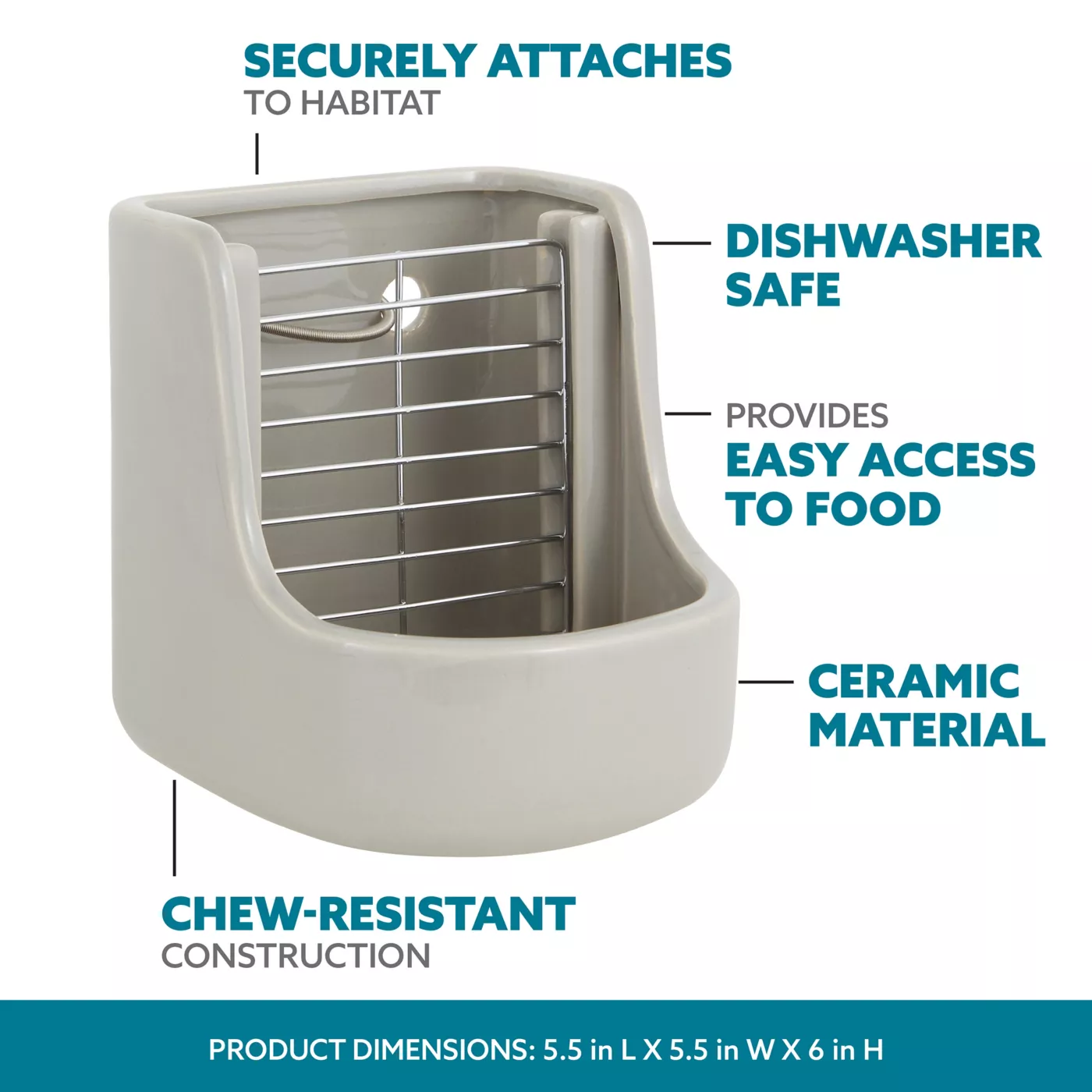 Full Cheeks™ Small Pet Ceramic Hay & Pellet Feeder