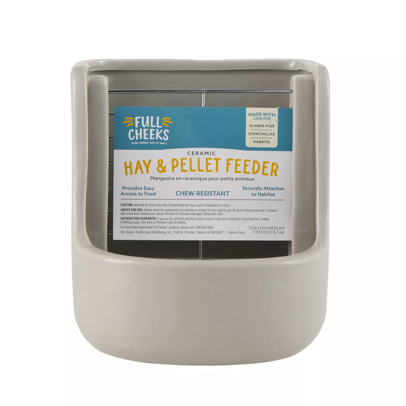 Full Cheeks™ Small Pet Ceramic Hay & Pellet Feeder