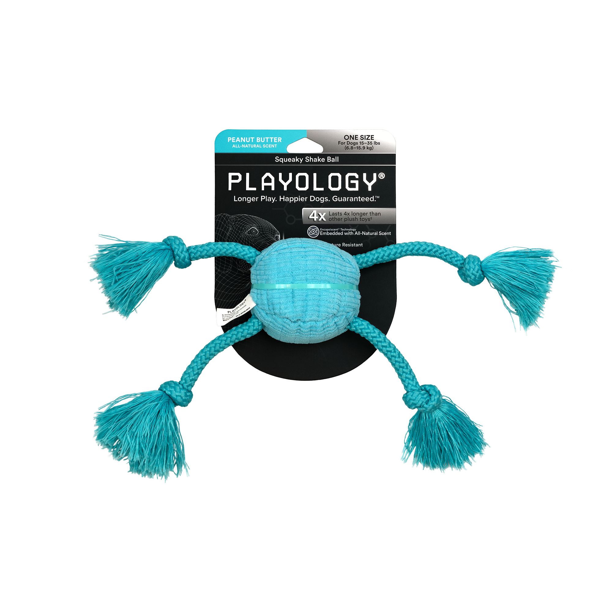 Playology Squeaky Shake Ball Scented Dog Toy Peanut Butter Dog