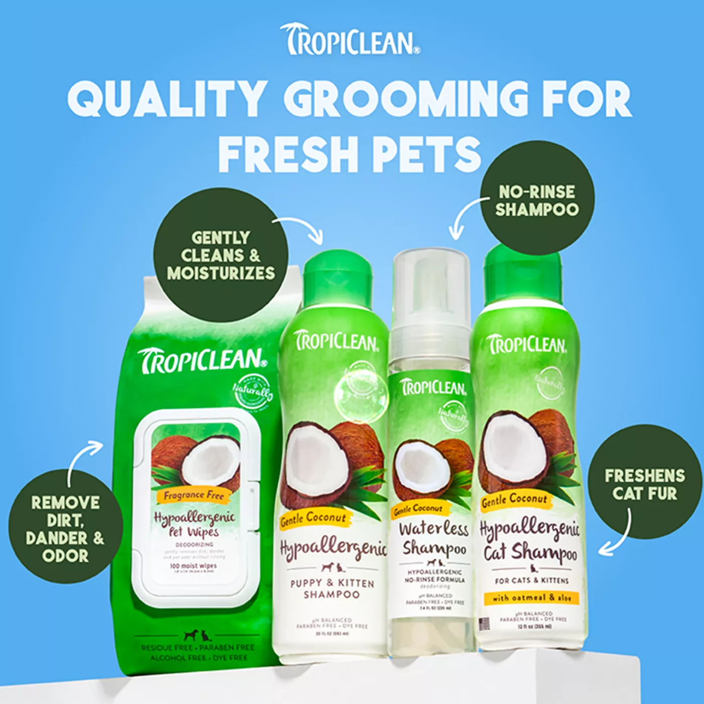 TropiClean® Hypoallergenic Cleaning Pet Wipes