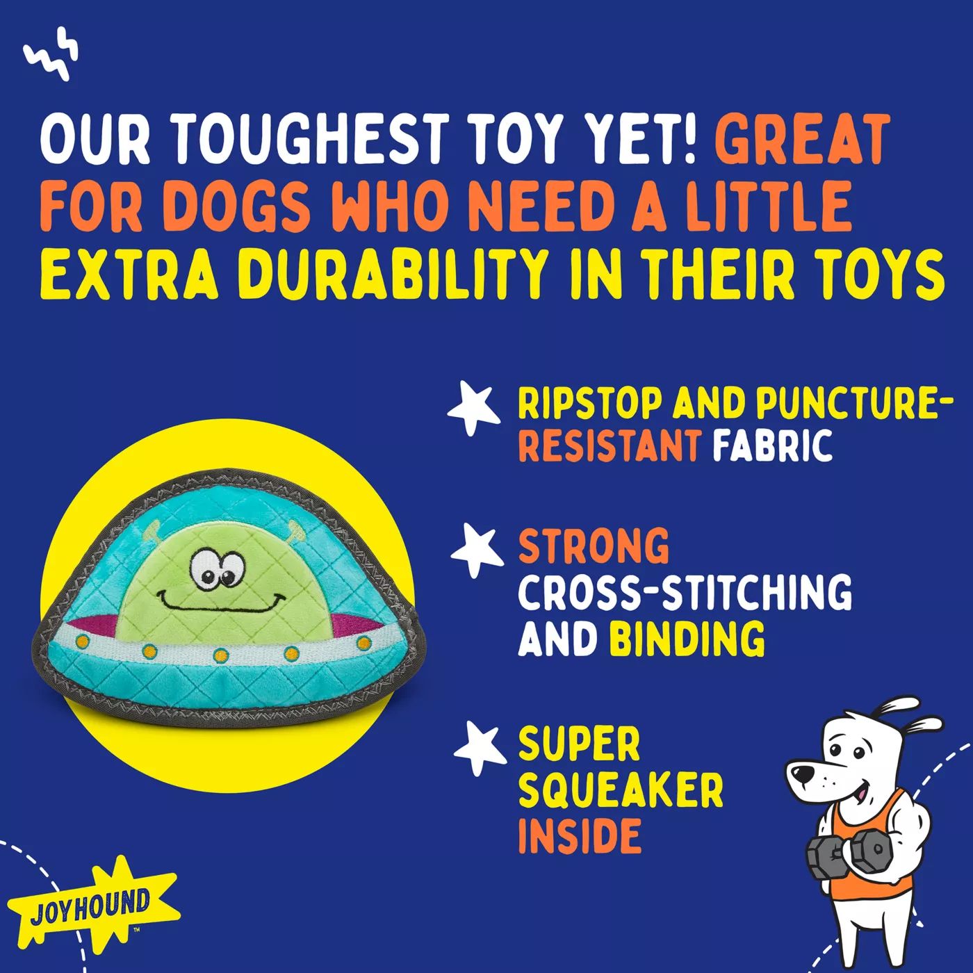 Joyhound Rip Roarin' Tough Alien Dog Toy - Squeaker