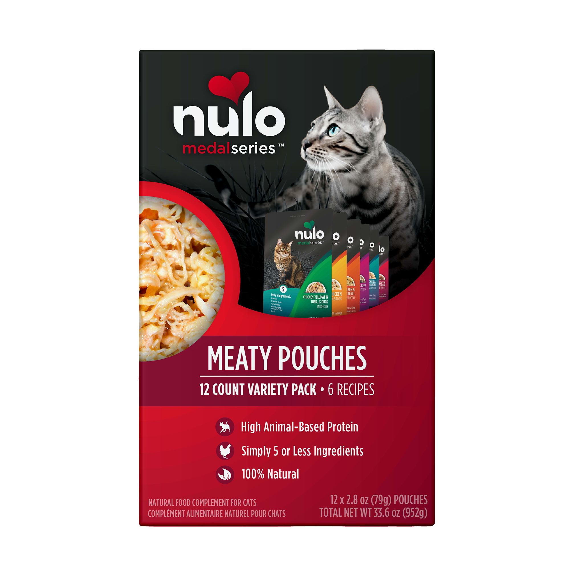 Nulo Meaty Pouches Cat Food Topper, 12 CT Variety Pack