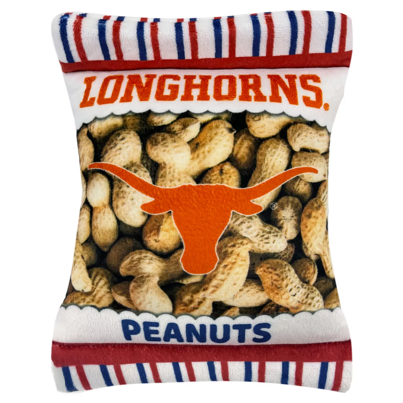 Pets First Texas Longhorns Plush Peanut Bag Dog Toy