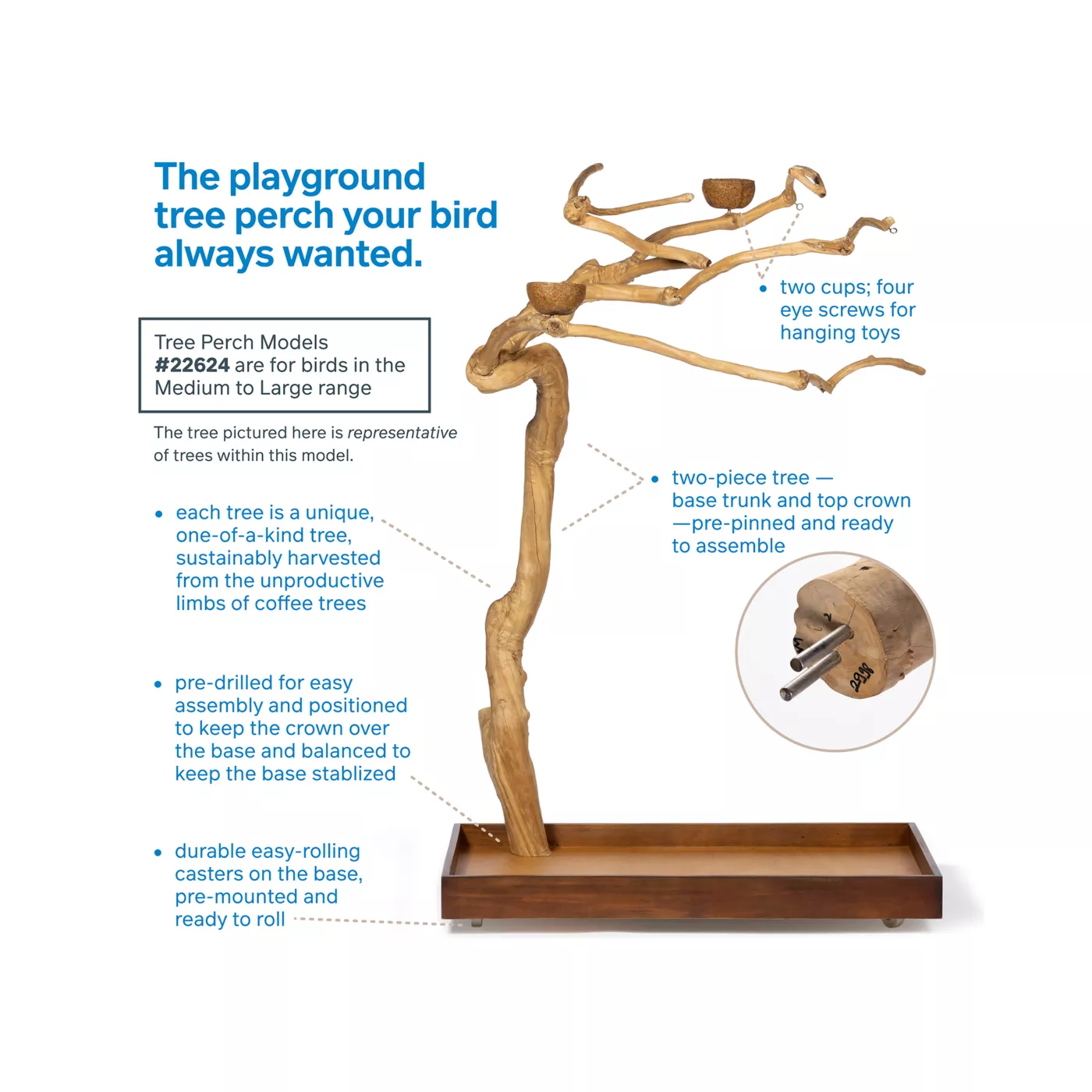 Prevue Pet Products Coffeawood Java Tree Large Floor Playstand