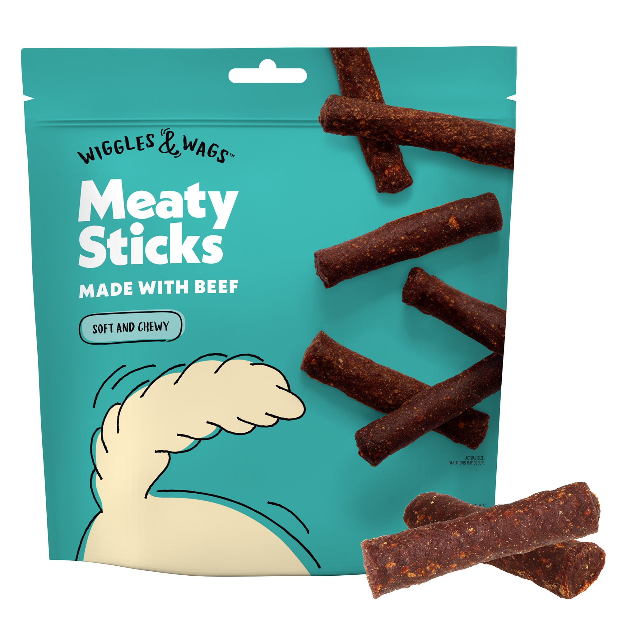 Wiggles & Wags Beef Meaty Sticks Dog Treats 16 OZ