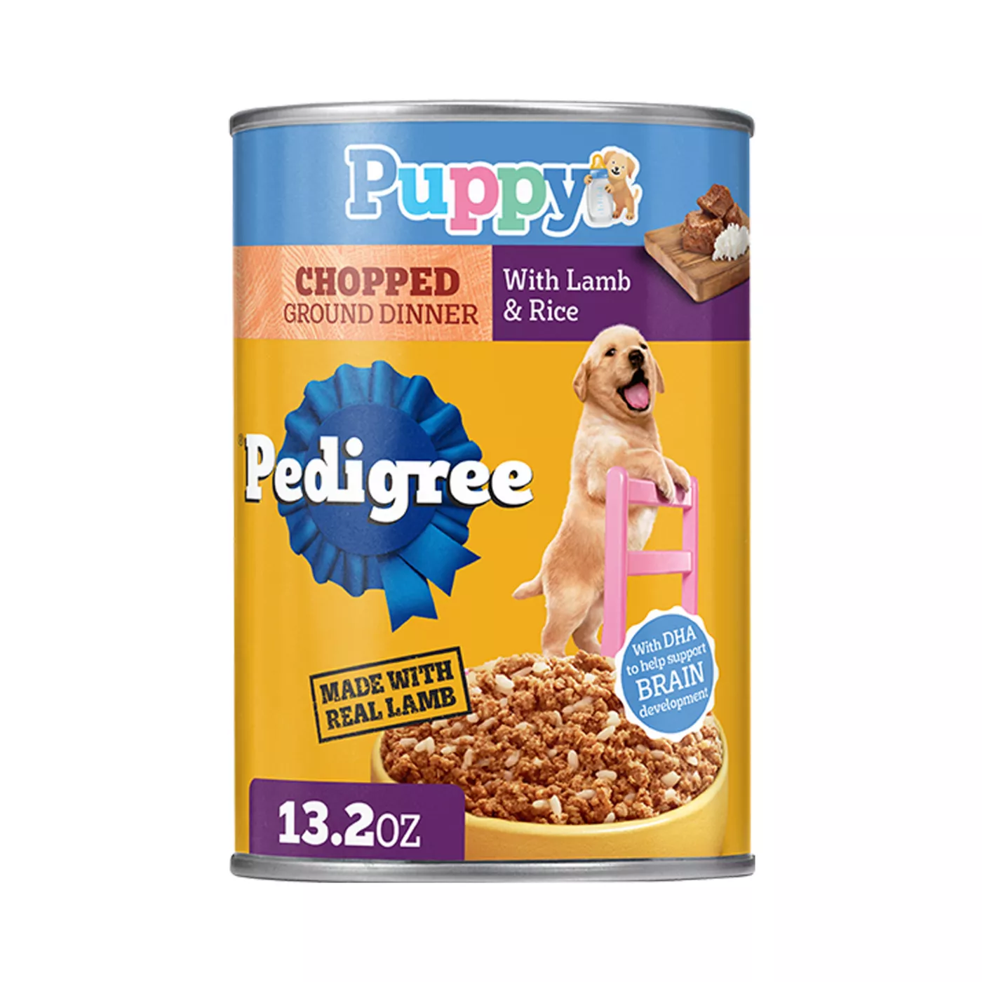 Pedigree Chopped Ground Dinner Puppy Wet Dog Food, Lamb & Rice, 13.2 oz ...