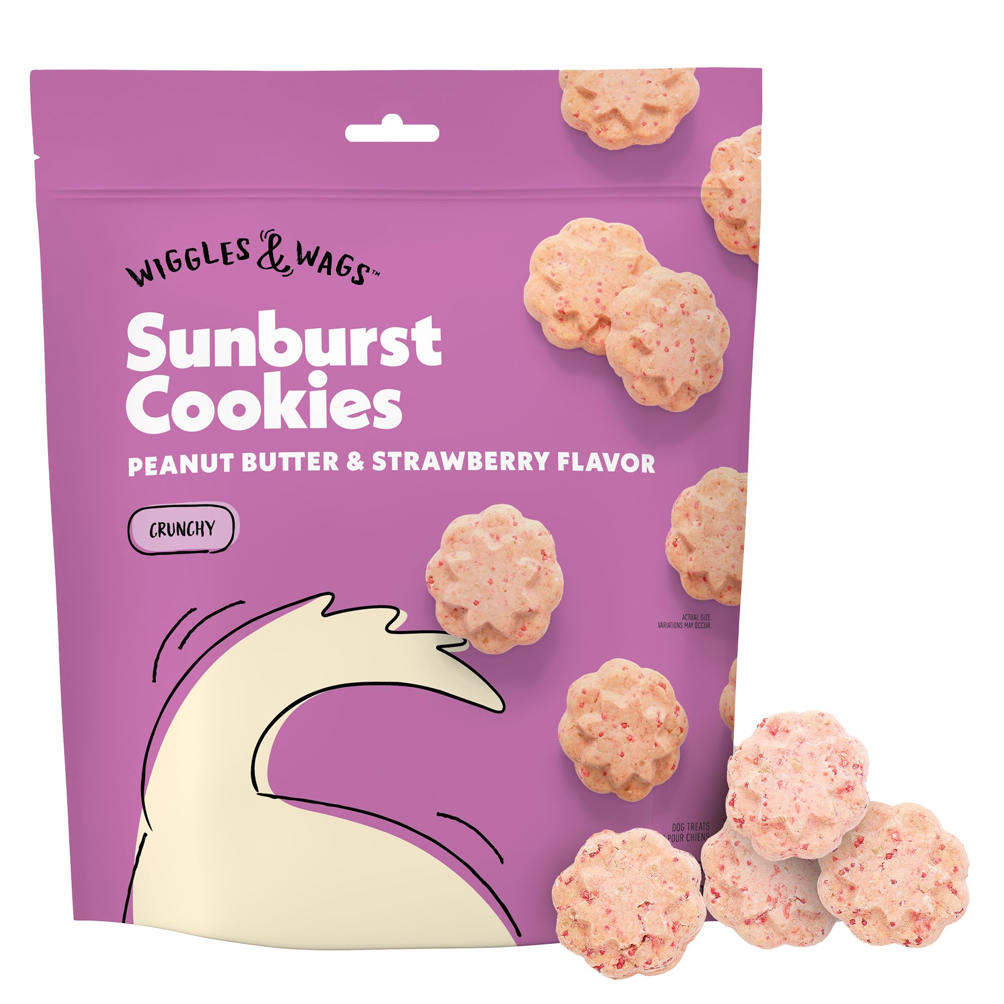 Wiggles & Wags Sunburst Peanut Butter and Strawberry Cookies Dog Treats ...