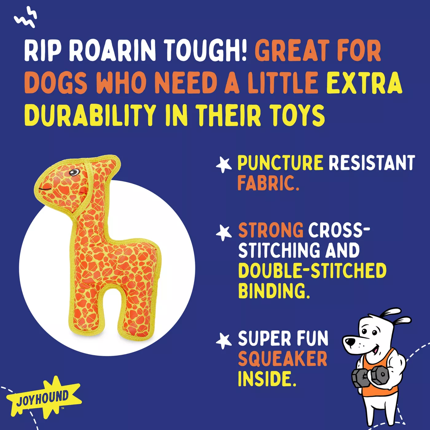 Joyhound Rip Roarin' Tough Giraffe Dog Toy