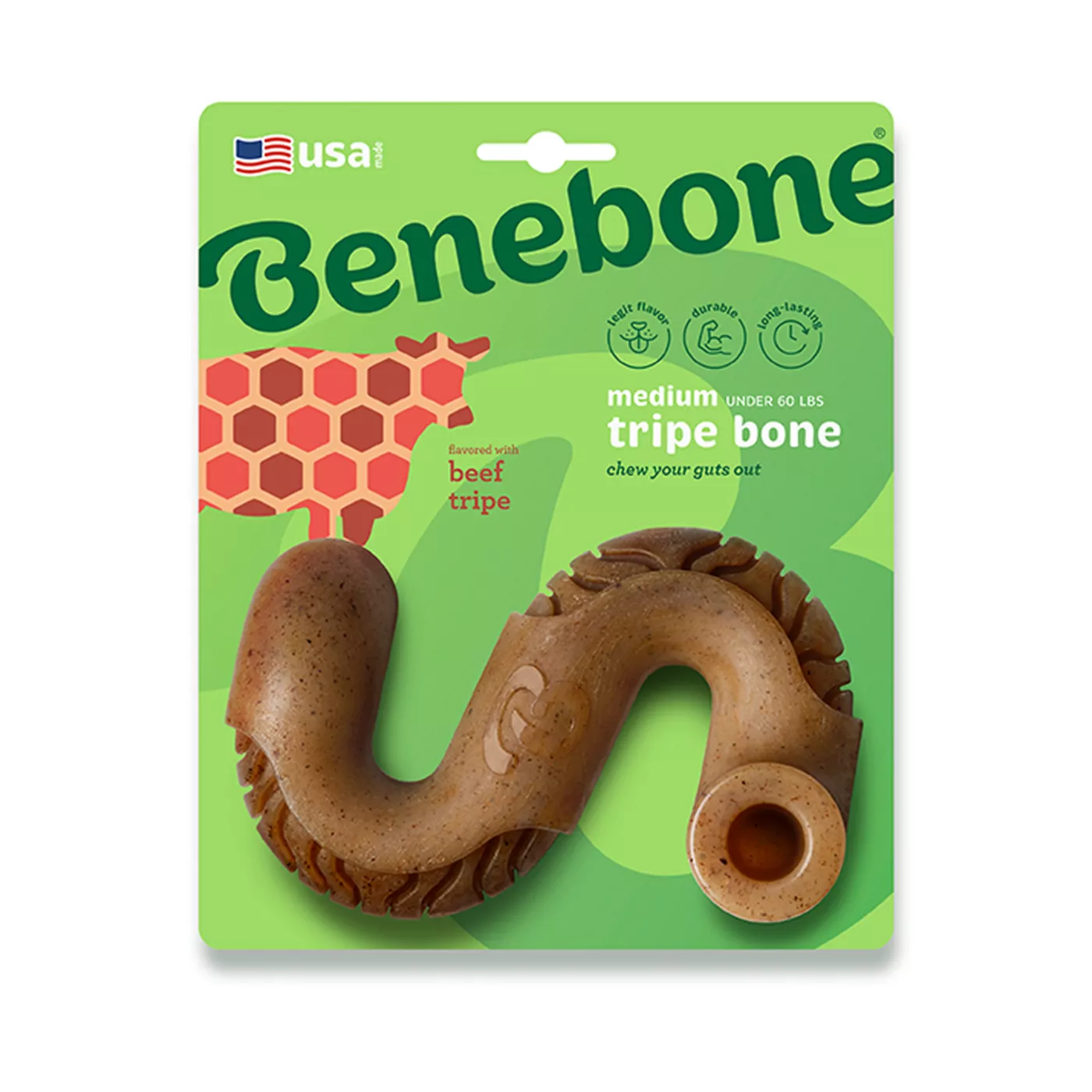 Benebone Tripe Bone Tough Dog Chew Toy