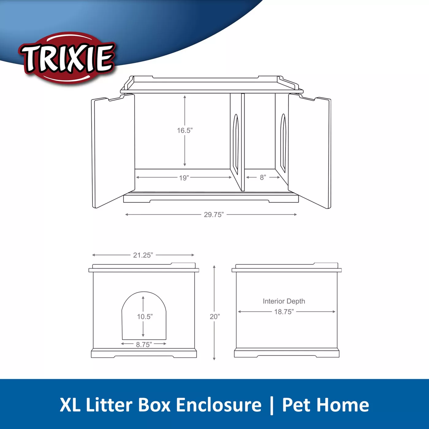 TRIXIE XL Furniture Style Litter Box Enclosure and Pet Home