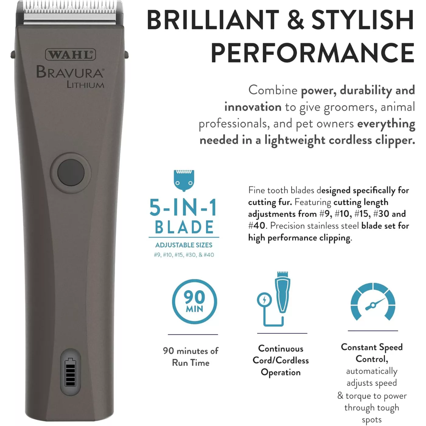 Wahl's Bravura Lithium Cordless Rechargeable Clipper