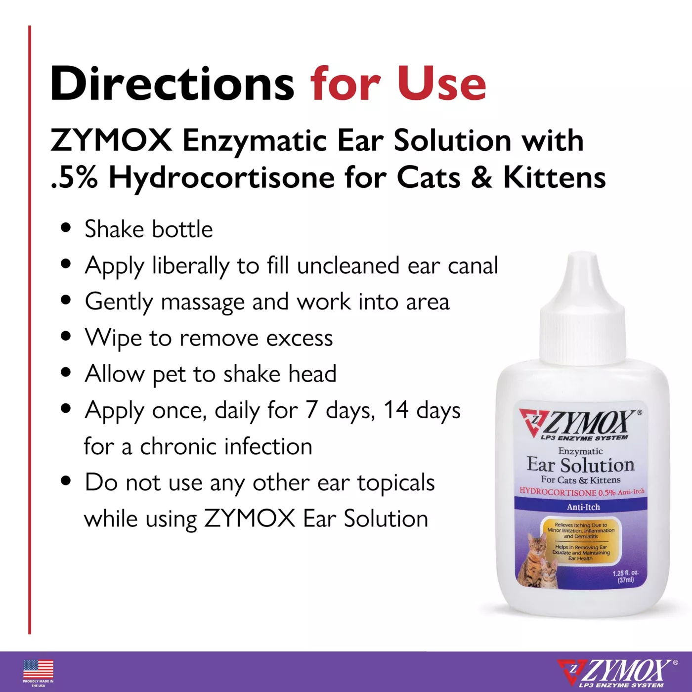 ZYMOX Enzymatic Ear Solution with 0.5% Hydrocortisone for Cats and ...