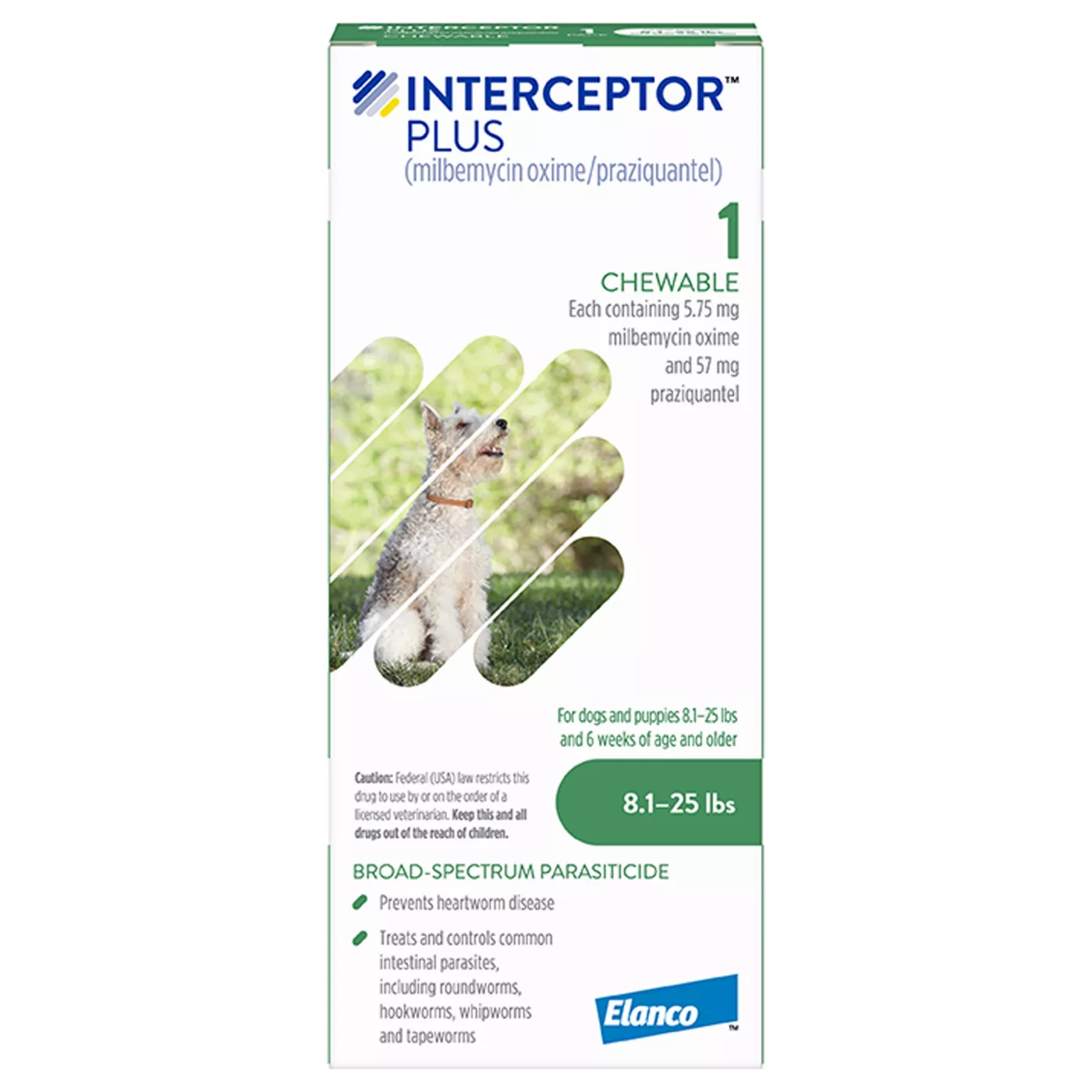 Interceptor Plus Chewable Tablets for Dogs - 8.1-25 lbs, Green Box