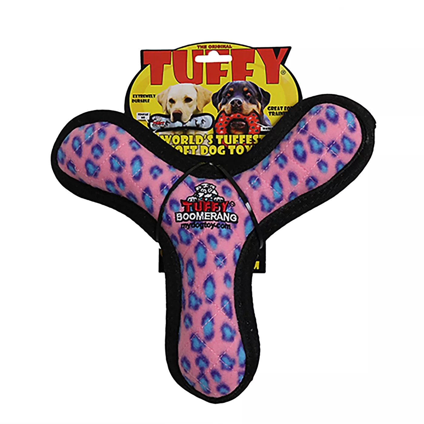 TUFFY® Ultimate Boomerang Pink Leopard Dog Toy