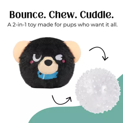 HugSmart® Squeaky Spiky Ball Plush Black Bear Canada Dog Toy