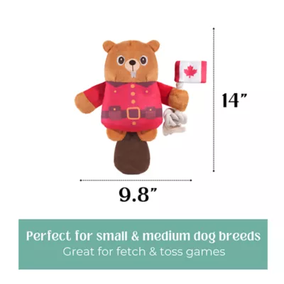 HugSmart® Mountie Beaver Squeaky Rope Plush Canada Dog Toy