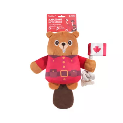 HugSmart® Mountie Beaver Squeaky Rope Plush Canada Dog Toy