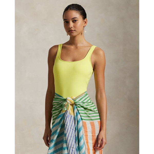 Ralph Lauren Scoopback One Piece Swimsuit In Yellow Modesens