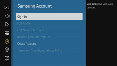 Using a Samsung Account on the TV