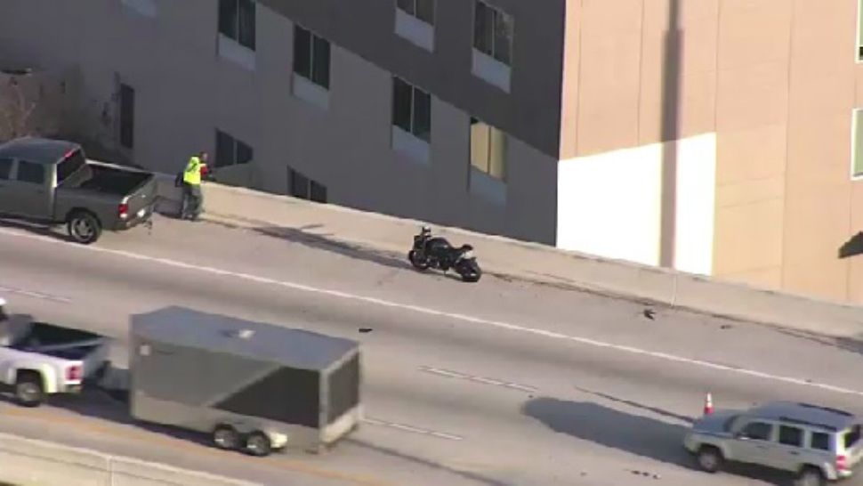 Motorcyclist Falls 100 Feet From Overpass in Hit-And-Run