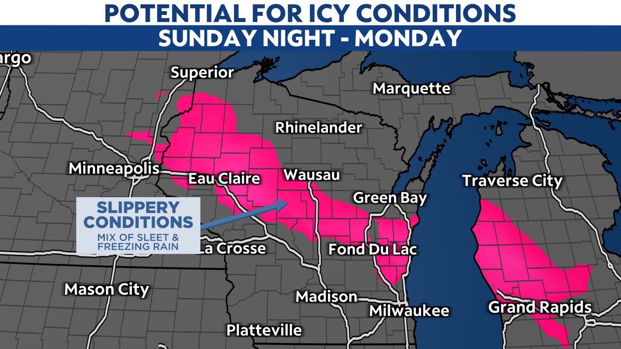A messy situation sets up across the state for Monday