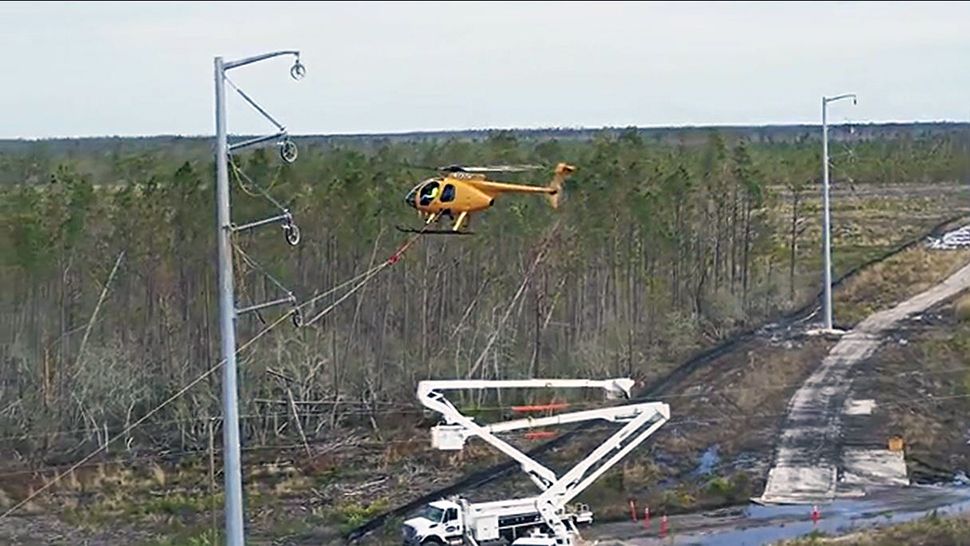 Duke Uses Helicopters To Rebuild Towers Destroyed By Hurricane Michael