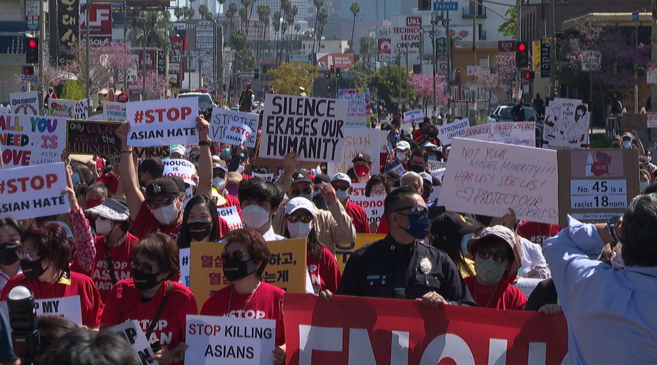 Hundreds Gather for Stop Asian Hate Rally in Koreatown
