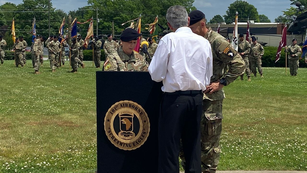 Command Sergeant Major Veronica Knapp leading army division