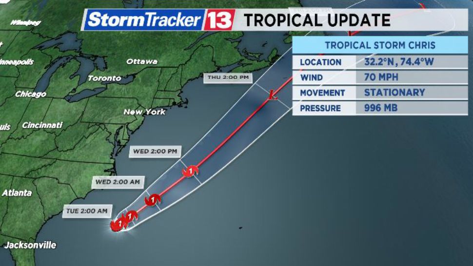 Tropics: Chris stationary off NC; Beryl could reform